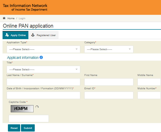PAN Card Application Form Apply PAN Card Online 2021 Dialabank
